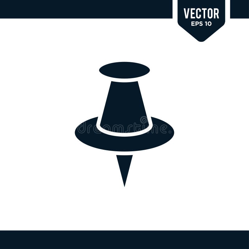 Push Pin Icon Collection in Glyph or Flat Style Stock Vector ...