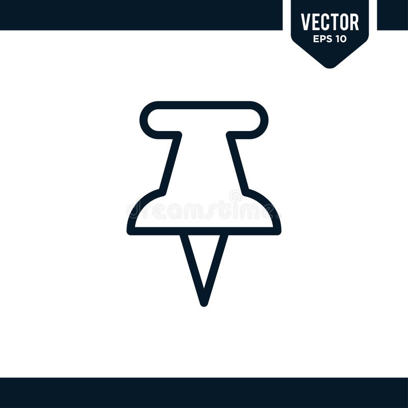 Push Pin Icon Collection in Outlined or Line Art Style Stock Vector ...