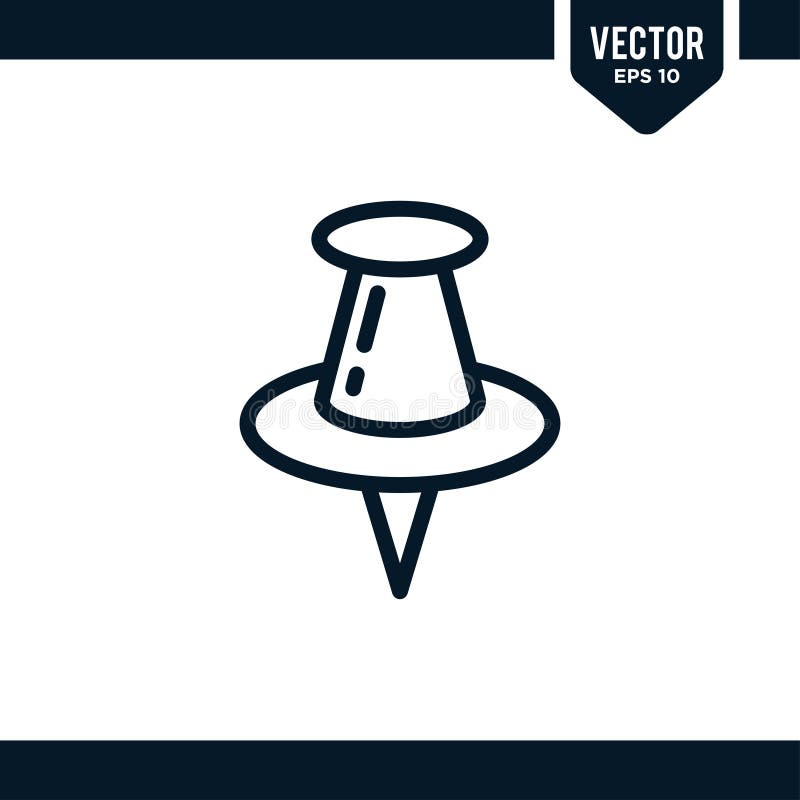 Push Pin Icon Collection in Outlined or Line Art Style Stock Vector ...