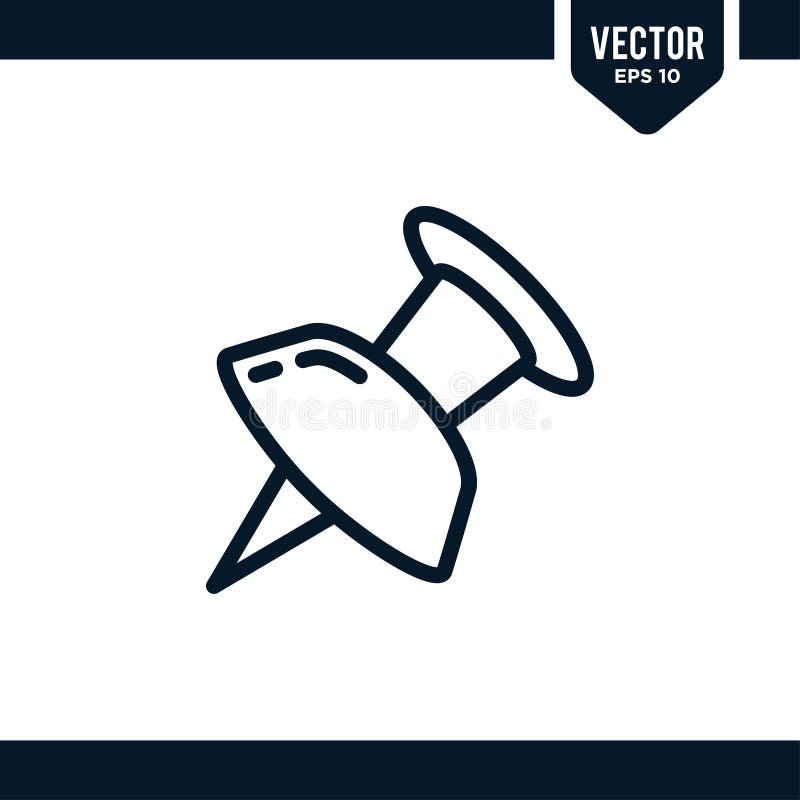 Push Pin Icon Collection in Outlined or Line Art Style Stock Vector ...