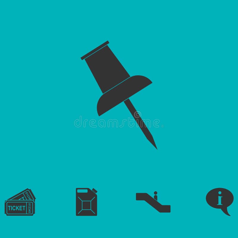 Push pin icon flat stock vector. Illustration of equipment - 137895753