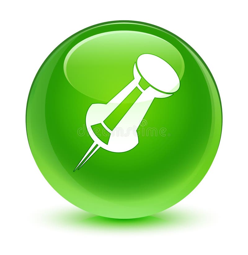 Push Pin Icon Glassy Green Round Button Stock Illustration ...