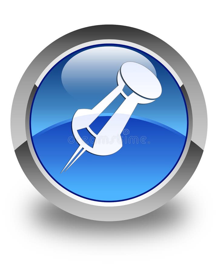 Push Pin Icon Glossy Blue Round Button Stock Illustration ...