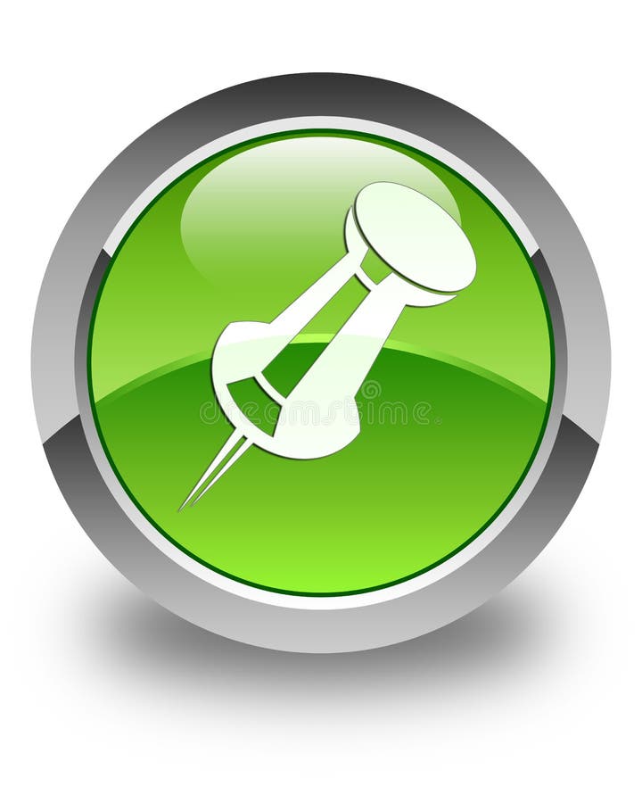 Push Pin Icon Glossy Green Round Button Stock Illustration ...