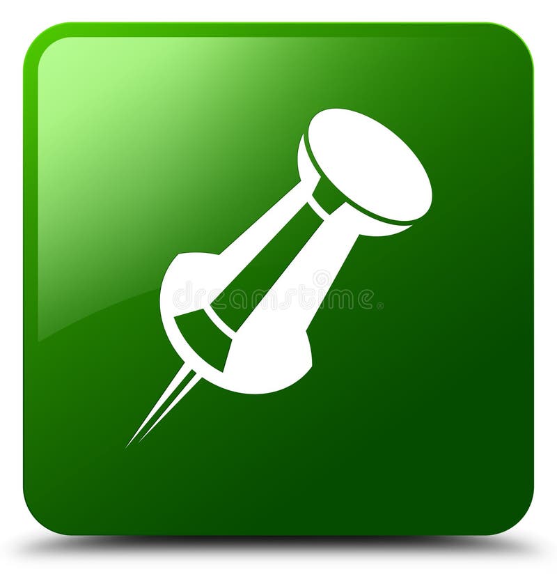 Push Pin Icon Green Square Button Stock Illustration - Illustration of ...