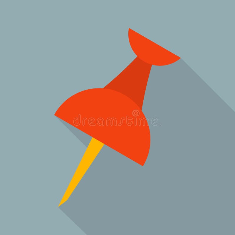 Push pin icon long shadow stock vector. Illustration of clip - 80720107