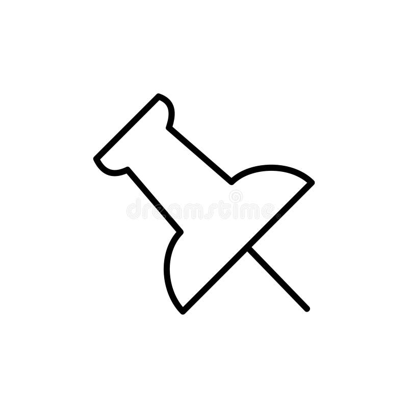 Push Pin Icon, Outline Style, Isolated on White Background. Stock ...