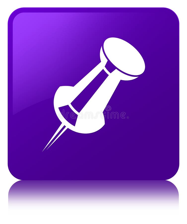 Push Pin Icon Purple Square Button Stock Illustration - Illustration of ...