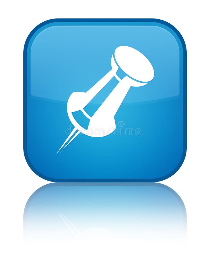 Push Pin Icon Special Cyan Blue Square Button Stock Illustration ...