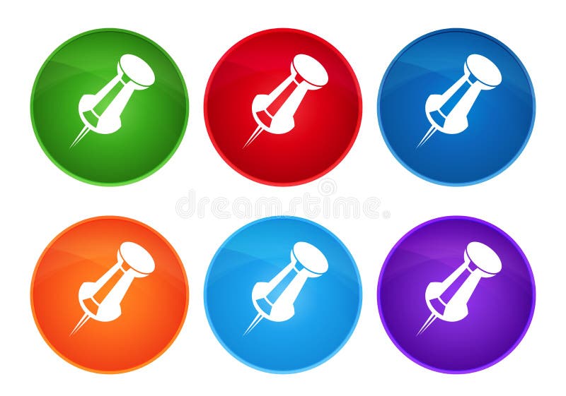 Push Pin Icon Super Round Button Set Glass Design Stock Vector - Illustration of paper ...