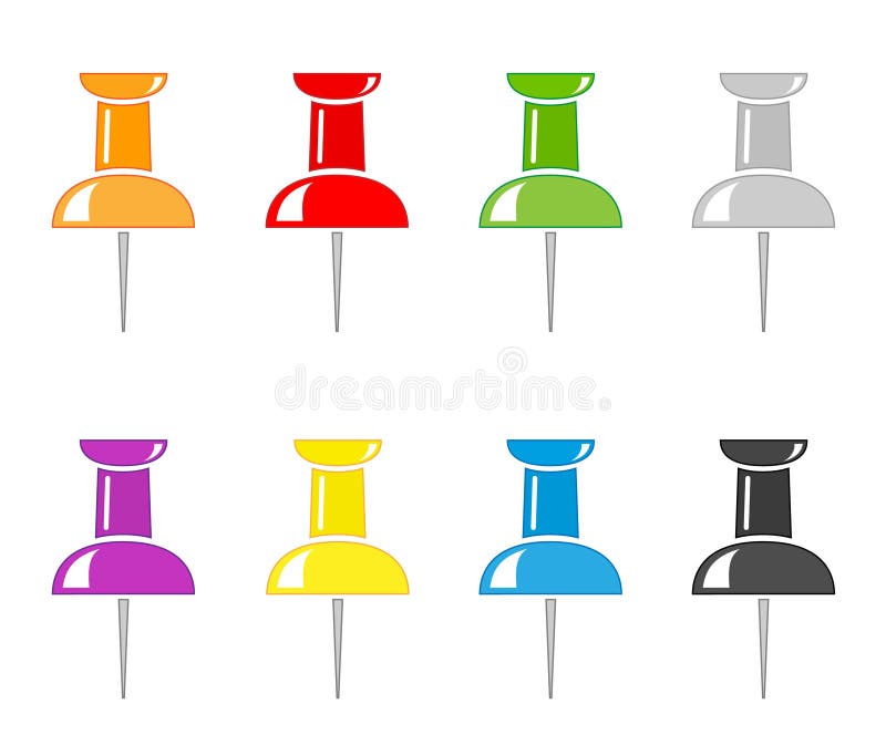 Push pin icons stock vector. Illustration of fixation - 9104395
