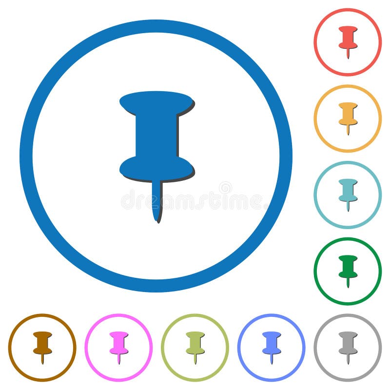 Push Pin Icons with Shadows and Outlines Stock Vector - Illustration of ...