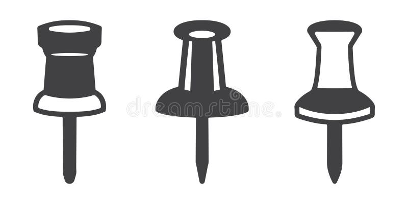 Push Pin Icons Silhouette Vector Set Stock Vector - Illustration of ...