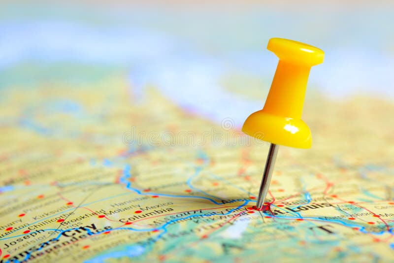 Thumbtack in a Map stock photo. Image of aiming, searching - 14298316