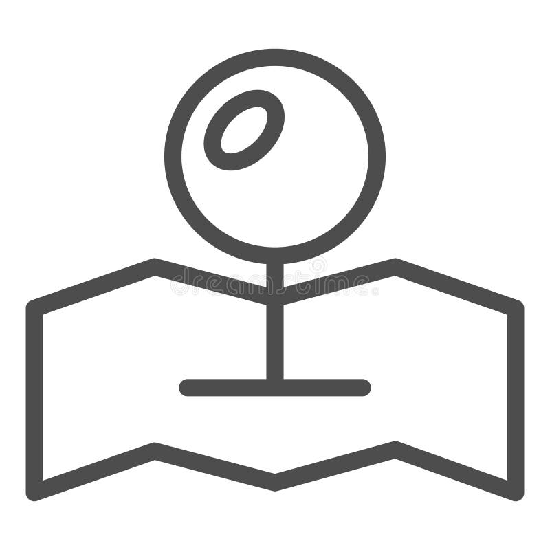 Push Pin on Map Line Icon. Location Pin Vector Illustration Isolated on ...