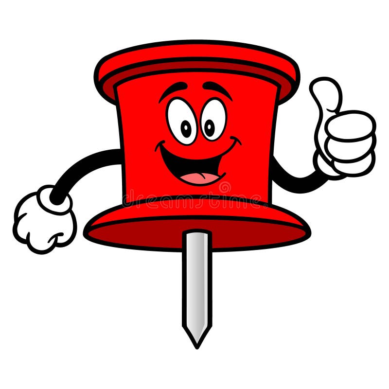 Push Pin Mascot with Thumbs Up Stock Vector - Illustration of cartoon ...