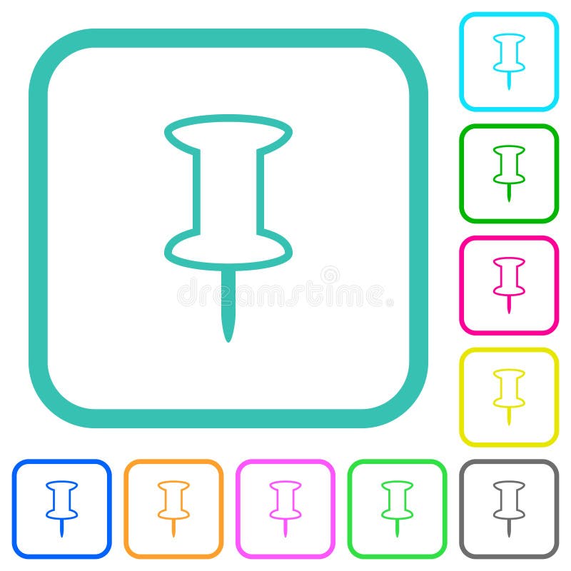 Push Pin Outline Vivid Colored Flat Icons Stock Vector - Illustration ...