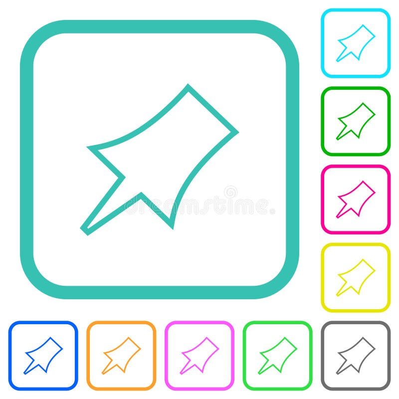 Push Pin Outline Vivid Colored Flat Icons Stock Vector - Illustration ...