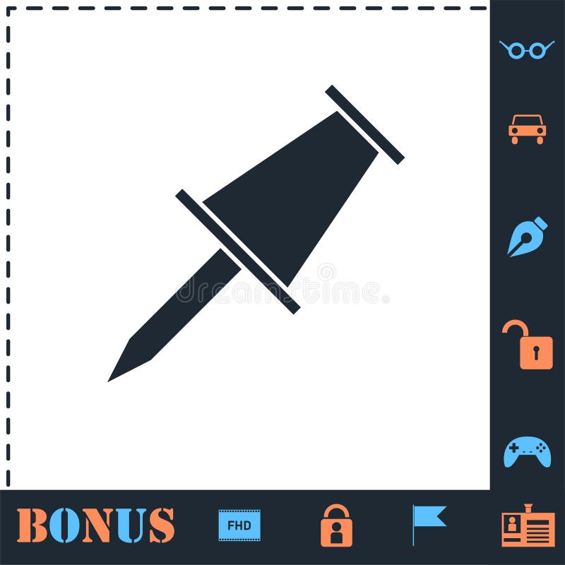 Push pin icon flat stock vector. Illustration of needle - 146285384