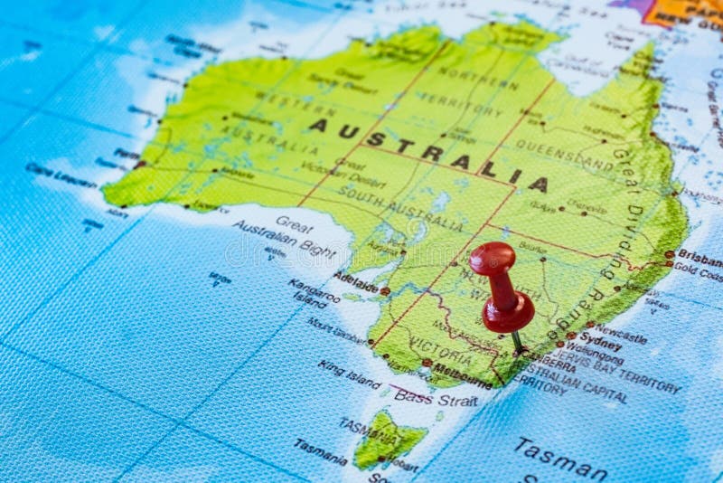 Push Pin Pointing Australia Stock Photo - Image of continent, mark ...