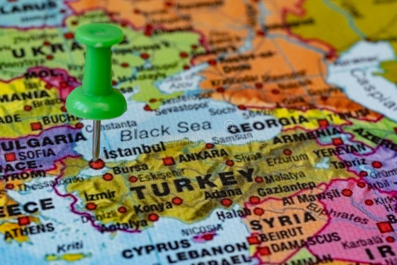 Push Pin Pointing Location on Map Stock Photo - Image of atlas, point ...