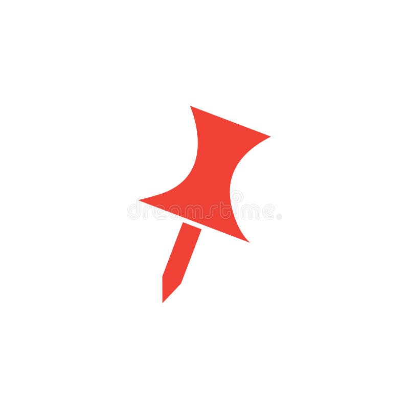 Push Pin Red Icon on White Background. Red Flat Style Vector ...