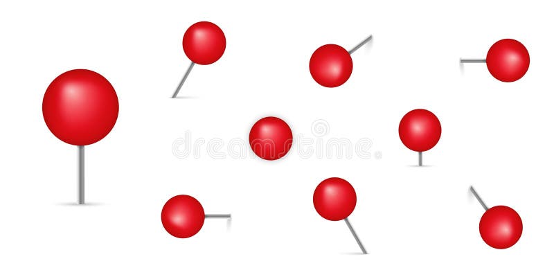 Pushpin with Metal Needle and Red Head. Plastic Circle Push Pin on ...