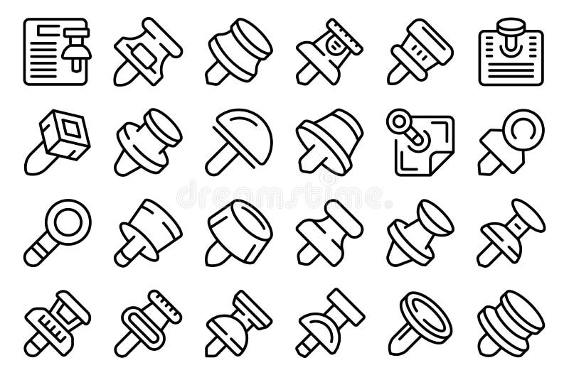 Push Pin Thumbtack Icons Set Outline Vector. Paper Office Stock Vector ... Push Pin Thumbtack Icons Set Outline Vector. Paper Office Stock Vector ...