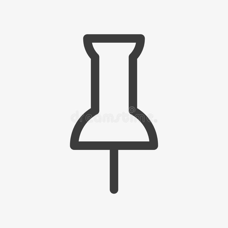 Push Pin Vector Outline Icon on White Background Stock Vector ...