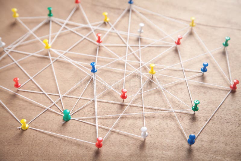 Pins Connected Creating a Network. Close Up. Stock Image - Image of ...