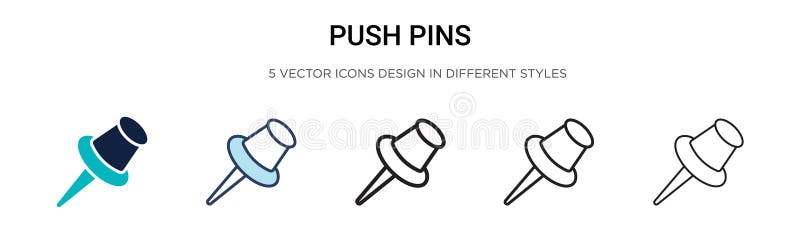 Push Pins Icon in Filled, Thin Line, Outline and Stroke Style. Vector ...
