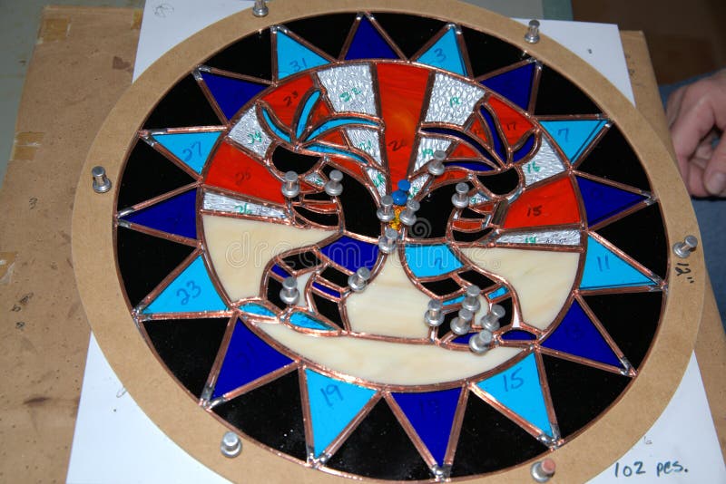 Stained Glass: Push Pins are Used To Maintain the Design Stock Photo ...