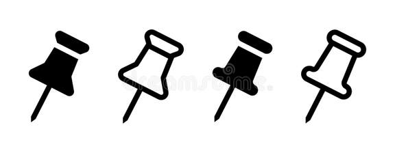 Push Pins Vector Icon Set. Pin for Notes in Different Angles Symbol ...