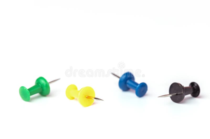 Push Pins on White Background Stock Photo - Image of attachment, mark ...