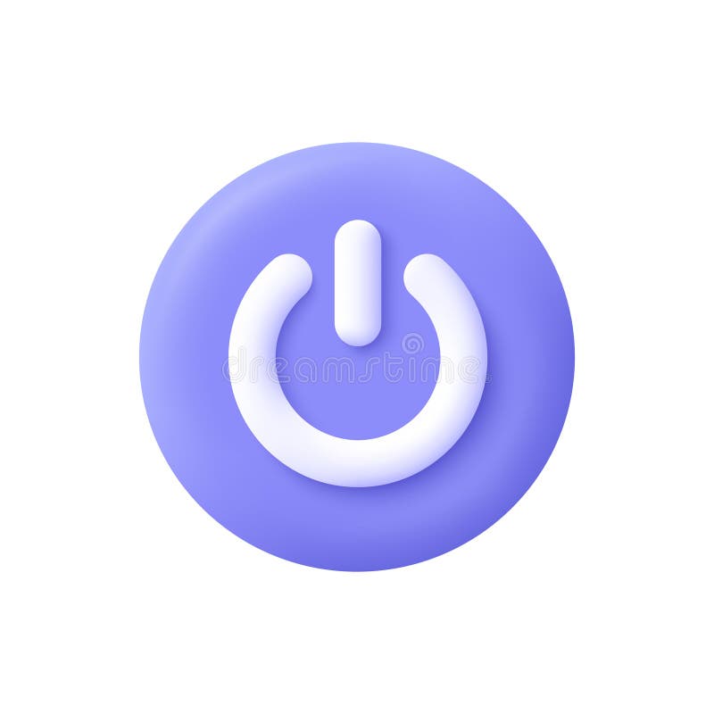 Push Power Round Button. Start, Off and on Button. 3d Vector Icon Stock ...