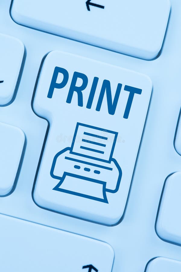 Push Print Button Printing Printer Blue Computer Web Stock Photo ...