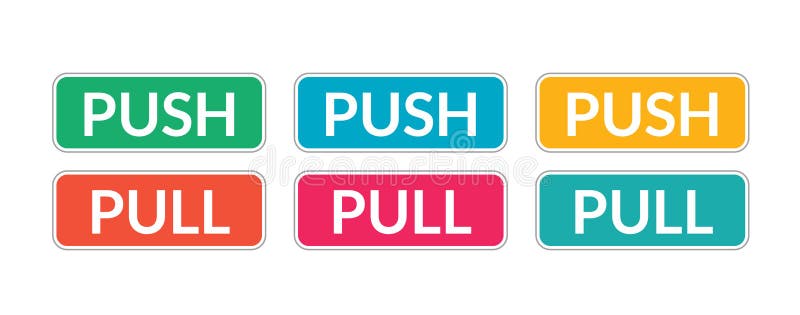 Push Pull Door Sign. Vector Push and Pull Icon Sticker Design Concept ...