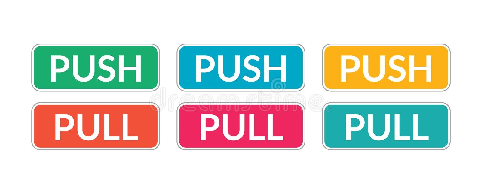 Push Pull Door Sign. Vector Push and Pull Icon Sticker Design Concept ...