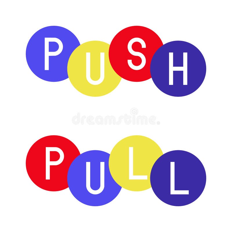 Push and Pull Signs, Icons Isolated on White Background. Stock Vector ...