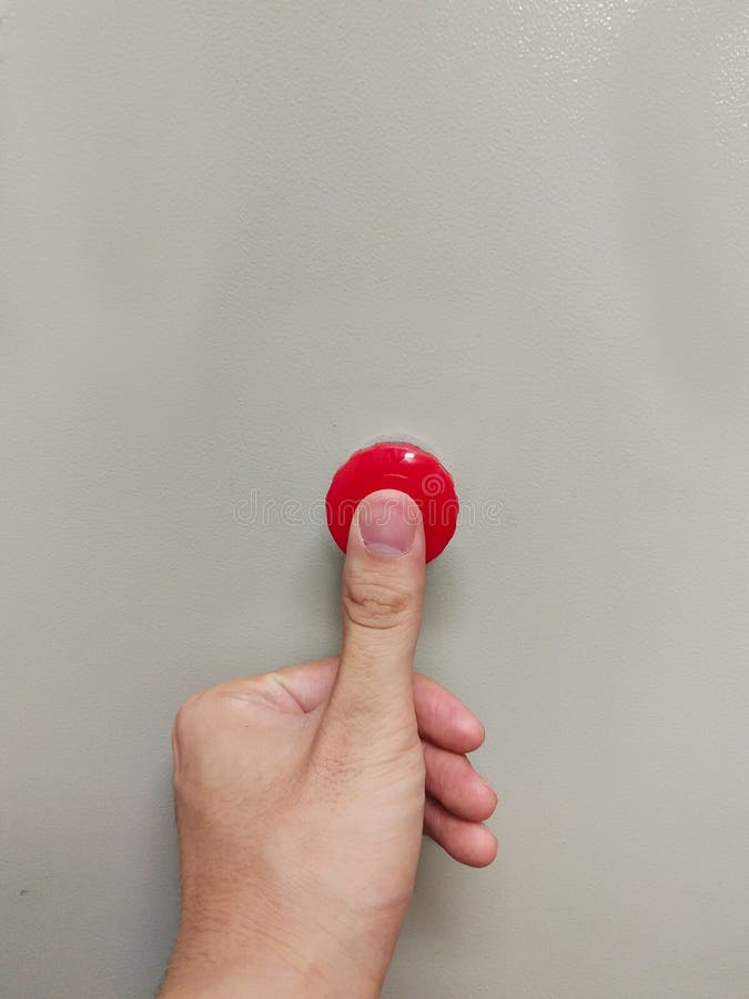 Push the red button stock photo. Image of skin, limb - 184863562