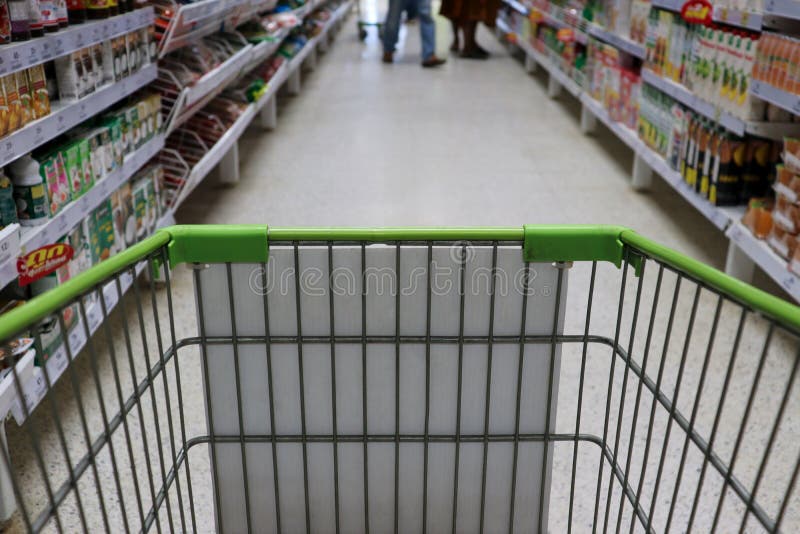 Push shopping carts stock photo. Image of goods, closeup - 198766984