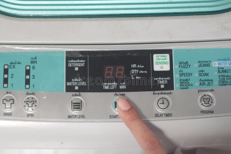 Push Start Button Washing Machine Stock Photo - Image of cold, liquid ...