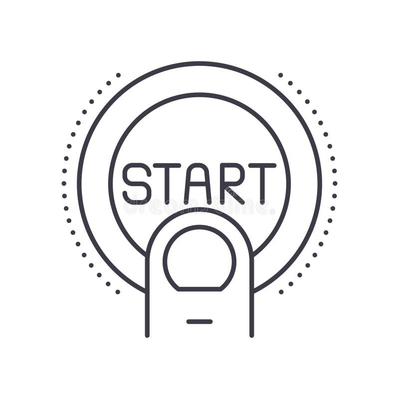 Push Start Icon, Linear Isolated Illustration, Thin Line Vector, Web ...