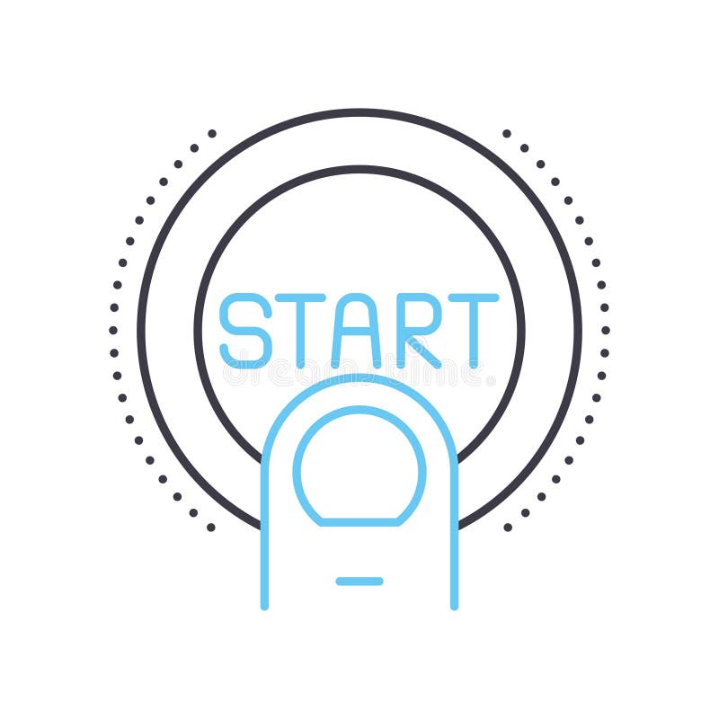 Push Start Icon, Linear Isolated Illustration, Thin Line Vector, Web ...