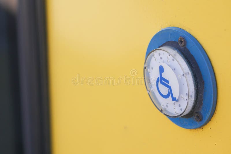 Push To Open Disabled Button Ion a Bus Stock Image - Image of ...