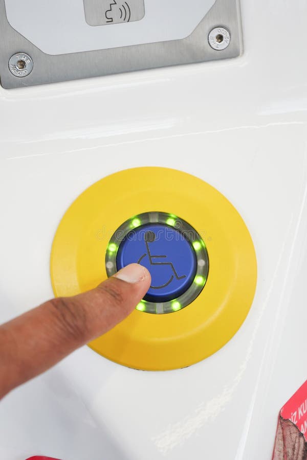 Push To Open Disabled Button in a Metro Train . Stock Photo - Image of ...