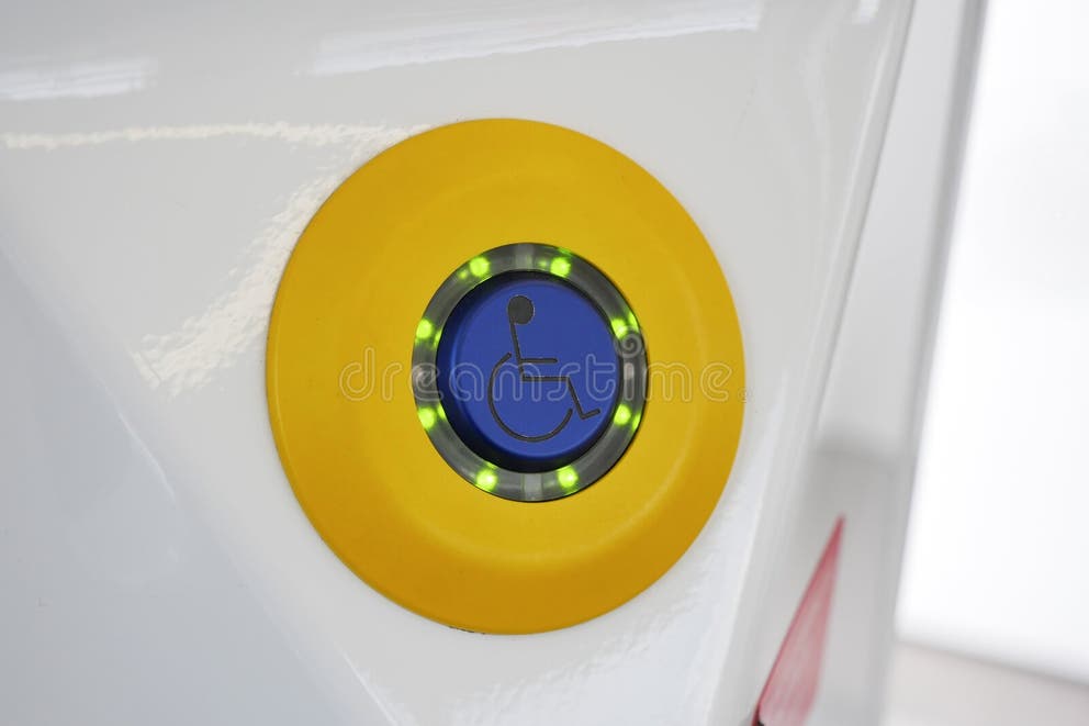 Push To Open Disabled Button in a Metro Train . Stock Image - Image of ...