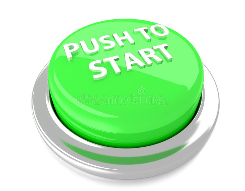 PUSH TO START on Green Push Button. 3d Illustration Stock Illustration ...