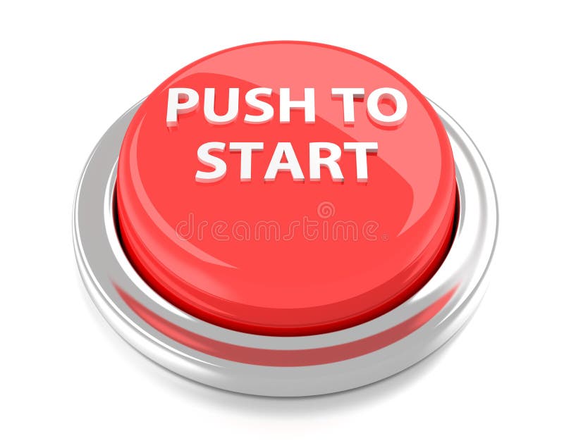 PUSH TO START on Green Push Button. 3d Illustration. Isolated Background Stock Illustration ...