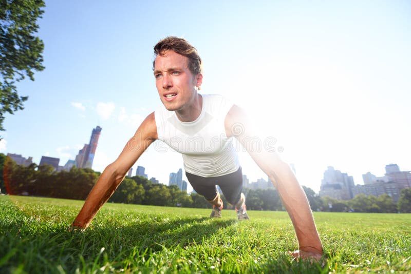 Push Up Man Doing Pushups in Central Park New York Stock Image - Image ...